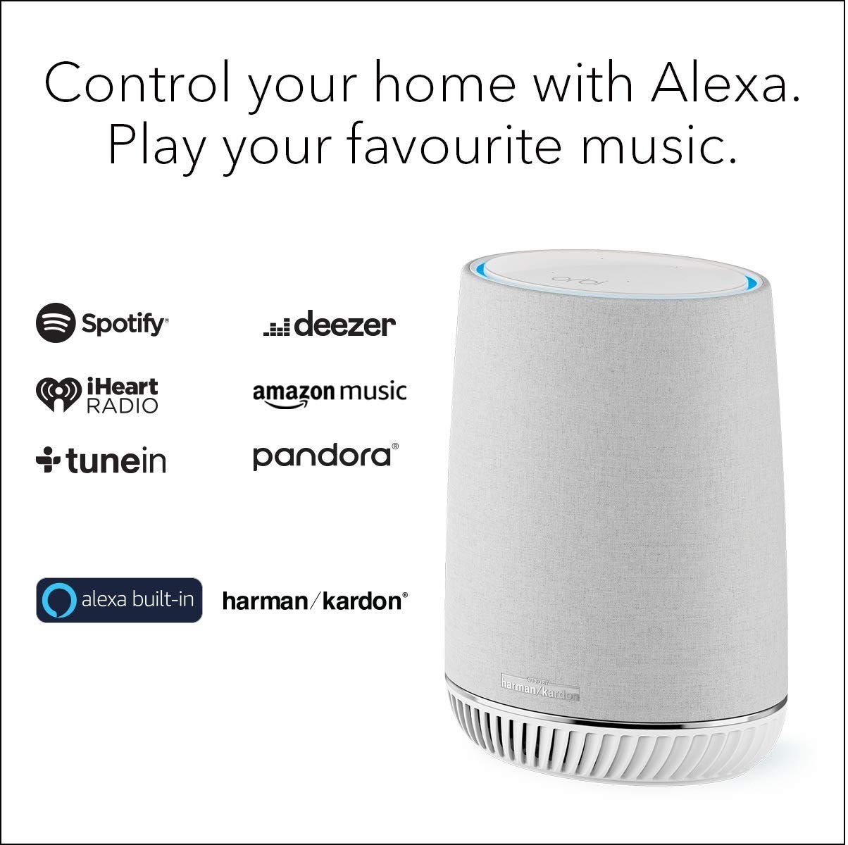 NETGEAR Orbi Voice Smart Speaker & WiFi Mesh Extender with Amazon Alexa Built-in (RBS40V), Works with Any WiFi Router (Renewed)