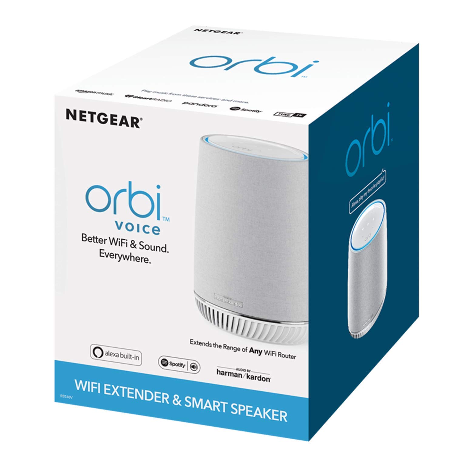 NETGEAR Orbi Voice Smart Speaker & WiFi Mesh Extender with Amazon Alexa Built-in (RBS40V), Works with Any WiFi Router (Renewed)