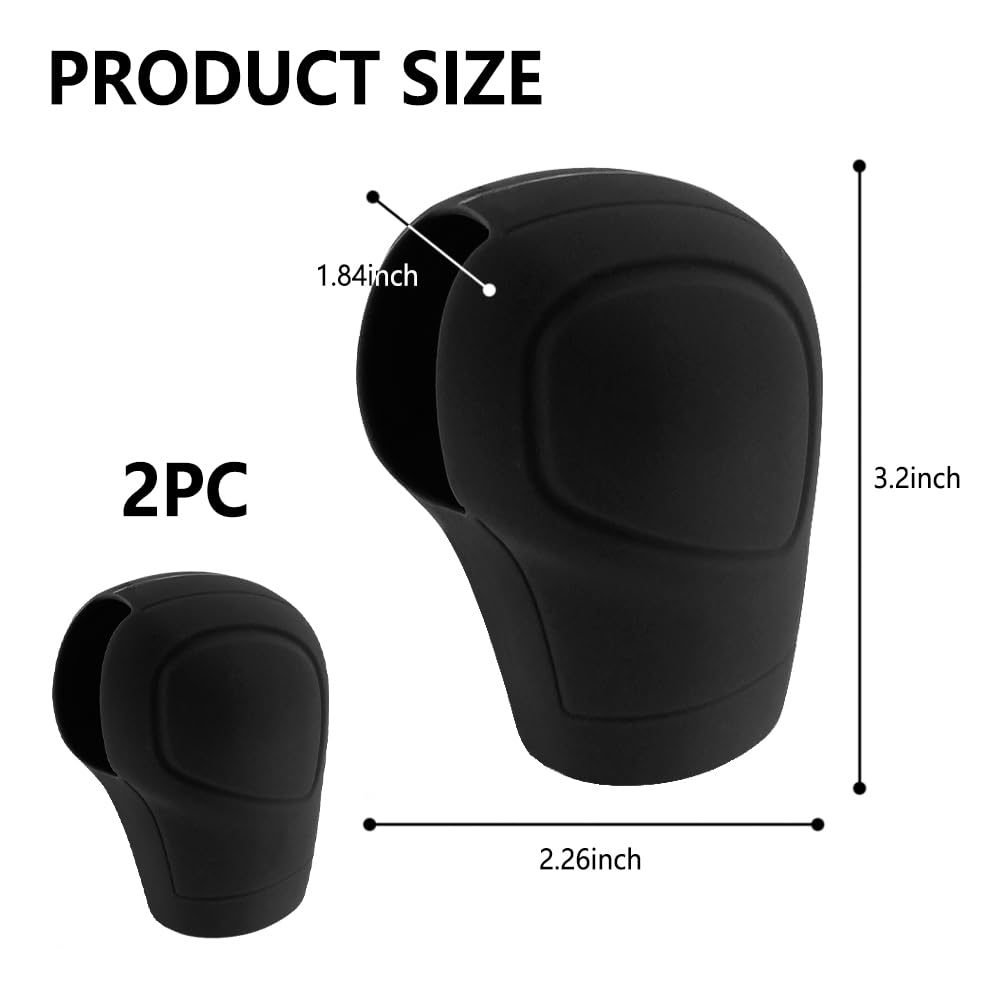 IHOTDER 2PCS Car Gear Shift Cover - Silicone Auto Gear Shift Knob Cover - Preventing Automatic Shifter Knobs Aging - Universal Car Interior Decor Accessories for Women or Man (Black)