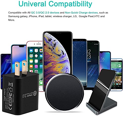 [3-Pack] Quick Charge 3.0 Wall Charger,18W QC 3.0 USB Wall Charger Adapter Fast Charging Block Compatible Wireless Charger Compatible with Samsung Galaxy S10 S9 S8 Plus S7 S6 Edge Note 9, LG, Kindle