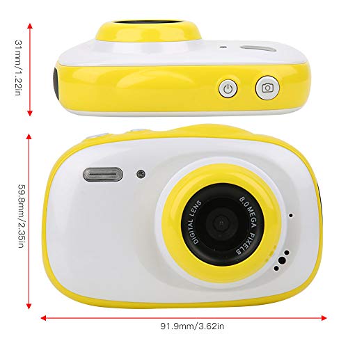 8MP Children Camera,Waterproof 2inch HD 6X Digital Zoom 720P@30FPS Digital Video Shooting Camera with Bluetooth and Flashlight Function for Kids Holiday/Birthday Gifts(Yellow)