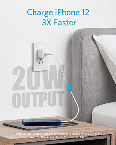 USB C Charger, Anker 20W PIQ 3.0 Fast Charger with Foldable Plug, PowerPort III Charger for iPhone 14/14 Plus/14 Pro/14 Pro Max/13, iPad/iPad Mini, MagSafe, and More (Cable Not Included)