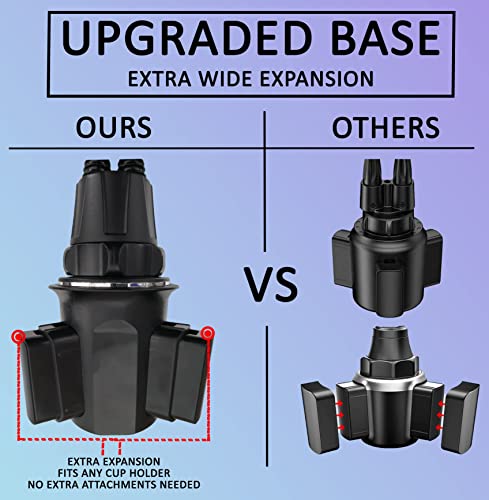 TIVORAZ Dual Phone Holder for Car Cup Holder β Double Car Phone Mount, Car Cup Holder Phone Mount, Expandable Base Phone Holder Car Cup Holder β Compatible with iPhone, Samsung, GPS (Magnetic Holders)