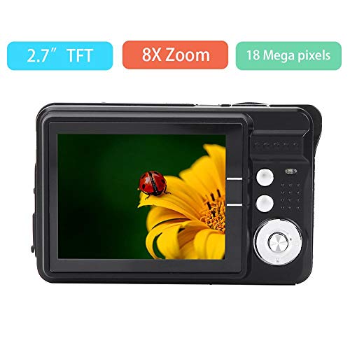 Serounder Mini Digital Camera, 1080P HD 2.7" LCD Screen 8X Digital Zoom 18MP 30fps Video Camera for Kids Children Gift(Black)
