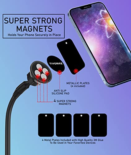 TIVORAZ Dual Phone Holder for Car Cup Holder β Double Car Phone Mount, Car Cup Holder Phone Mount, Expandable Base Phone Holder Car Cup Holder β Compatible with iPhone, Samsung, GPS (Magnetic Holders)