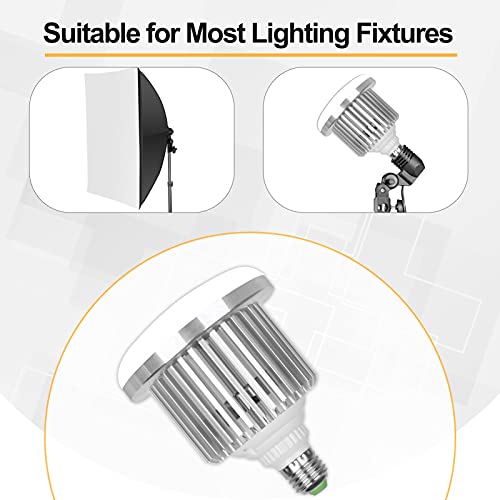 Emart Professional Photography Remote Control LED Light Bulb, Adjustable Color Temperature 3000k to 5500k Lighting Photo Studio Lamp with 3 Light Modes and 10 Brightness Levels - 2 pcs