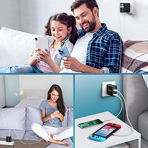 [4 Pack] USB-C Wall Charger, 35W 4-Port Quick 3.0+PD 3.0 Power Adapter, USB Fast Plug Charging Block Compatible for iPhone 14/14 Pro/14 Pro Max/14 Plus/13/12/11, XS/XR/X, Samsung Series, Tablet