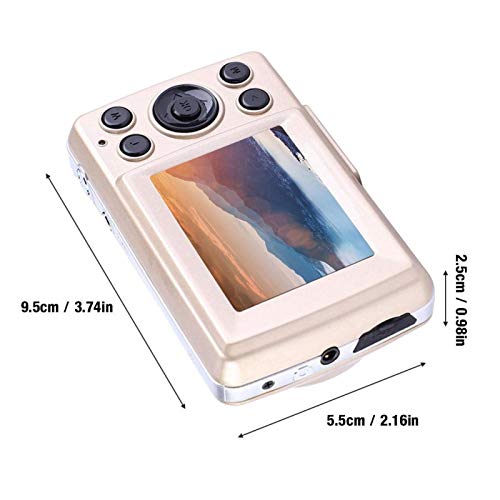 01 Digital Camera Recorder, HD Digital Video Camera with Fill Light 2.4 inch LCD Display for Outdoor for Beginner for Teens Kids(Golden)