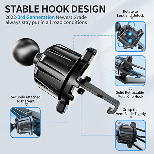 APPS2Car Car Phone Holder Mount, Vent Phone Mount for Car, Air Vent Cell Phone Holder for Car with Adjustable Phone Vent Clip Compatible with iPhone, Samsung, Big Cellphone & Thick Case Friendly
