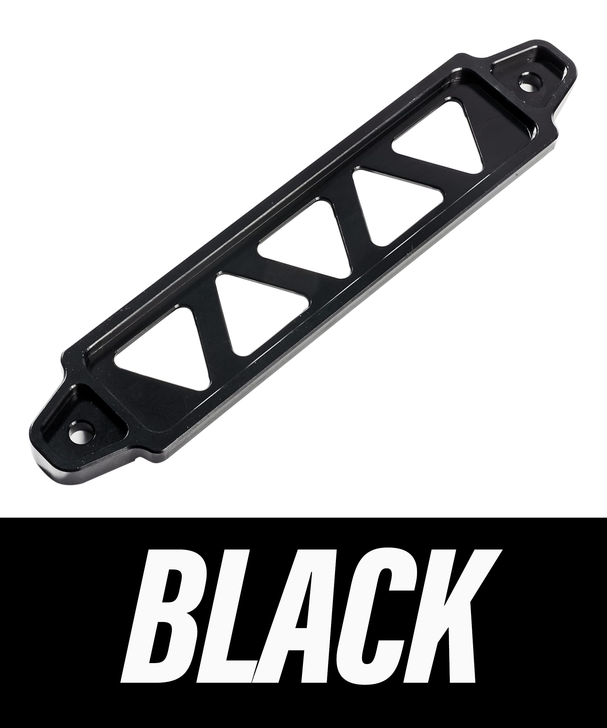 AOCISKA Battery Hold Down Bracket, Universal Crossbar Car Battery Holder Kit with 10in J Bolts,Car Battery Lock Down Sets,Aluminum Alloy Battery Tie Down Mount Bracket,Hold Lock Accessories (Black)