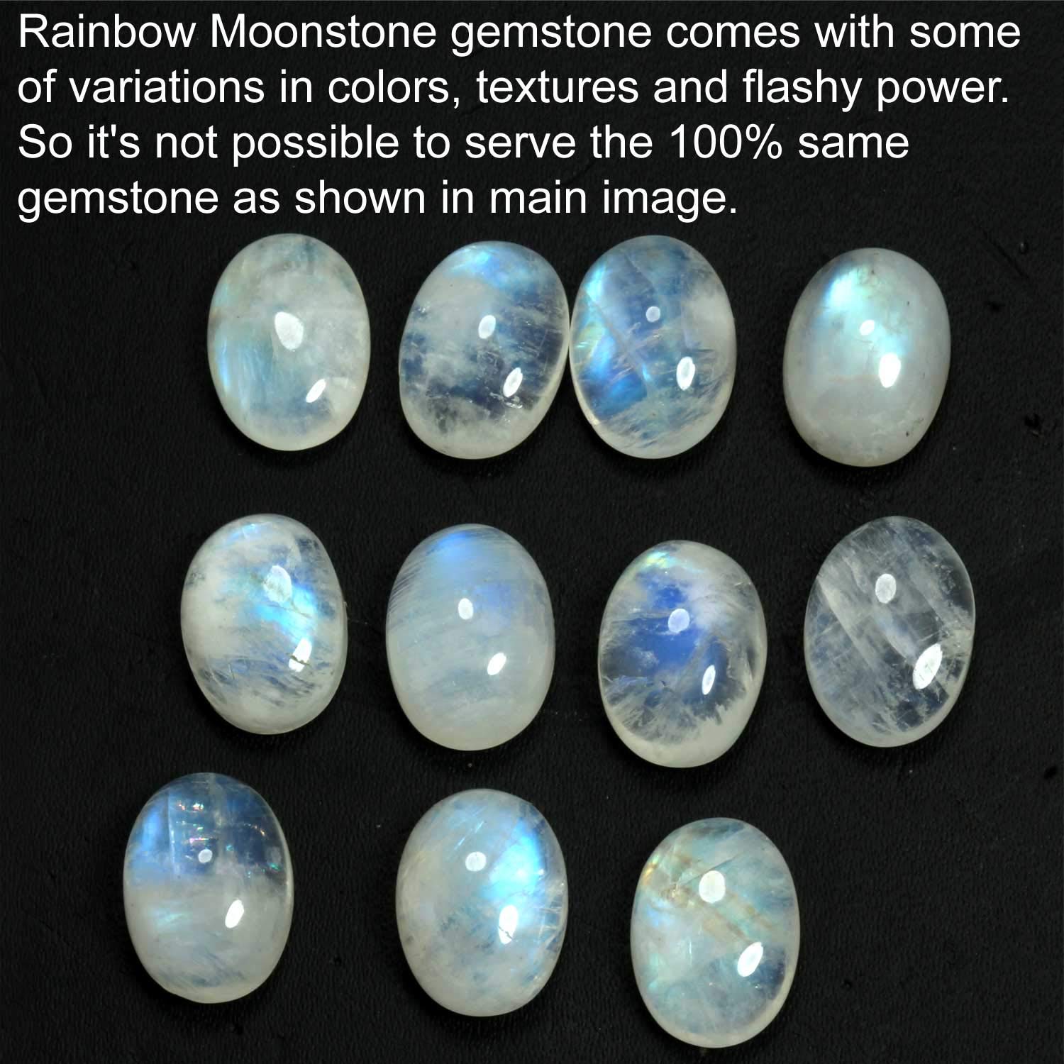 JEWELOPORIUM 925 Silver Ring for Women Size 8 White Real Rainbow Moonstone Stone Solitaire Silver Ring Christmas - Gift Costume Jewelry
