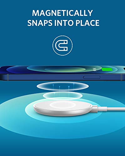 Magnetic Wireless Charger, Anker Wireless Charger with 5ft Built in USB-C Cable, PowerWave Magnetic Pad, 7.5W Charging for iPhone 13 / 13 Pro / 13 Pro Max / 13 mini / 12 / 12 Pro (No AC Adapter)