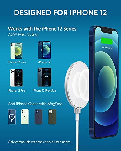 Magnetic Wireless Charger, Anker Wireless Charger with 5ft Built in USB-C Cable, PowerWave Magnetic Pad, 7.5W Charging for iPhone 13 / 13 Pro / 13 Pro Max / 13 mini / 12 / 12 Pro (No AC Adapter)