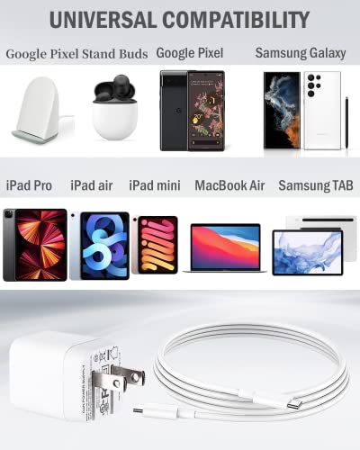 30W USB-C Charger for Google Pixel 6/7 with 6.6Ft Cable - GaN III Foldable Portable Fast Charging for Google Pixel 7/7 Pro/6/6 Pro/5/5 Pro, Pixel Buds, Pixel Stand and More