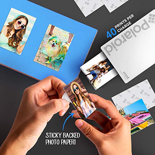 Zink Polaroid Mint Instant Print Digital Camera (White), Prints on Zink 2x3 Sticky-Backed Photo Paper
