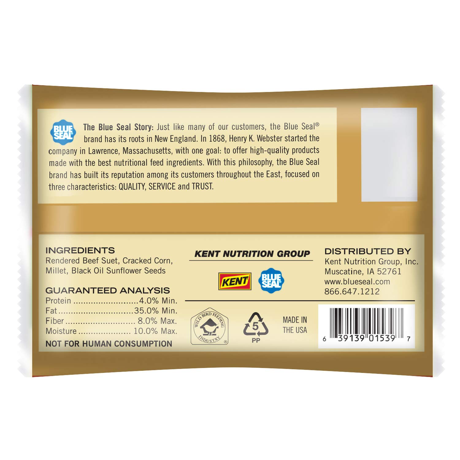 Blue Seal Sunflower Bird Suet Cake | No Mess Wild Bird Suet | 11 oz (12 Pack)