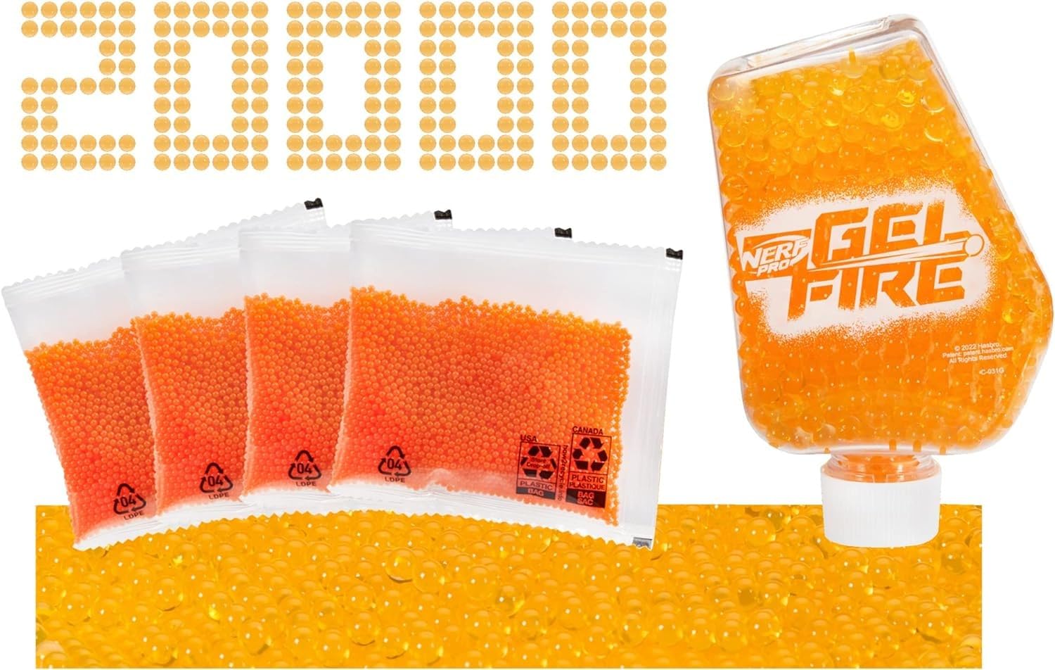 Nerf 20,000 Gelfire Rounds Refill Blasters, 800 Round Hopper, Easter Gifts for Teens, Ages 14+