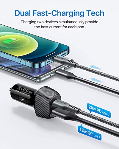 [Newest & Fastest] andobil USB C Car Charger [Fast Charging & Power-Consuming APP Friendly] 38W Dual Port Car Adapter Compatible with Magsafe, iPhone 14 Pro, 14 Plus, 14 Pro Max, All iPad and iPad Pro