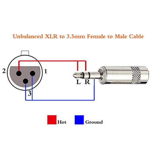 Disino XLR to 3.5mm (1/8 inch) Stereo Microphone Cable for Camcorders, DSLR Cameras, Computer Recording Device and More - 5ft