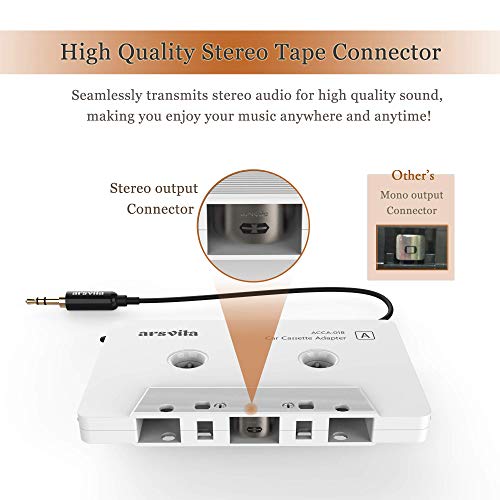 arsvita Car Audio Cassette to Aux Adapter , 3.5 MM Auxillary Cable Tape Adapter