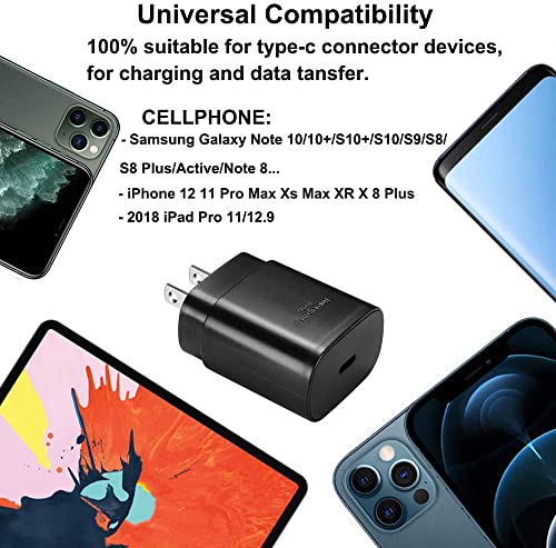 Samsung USB C Super Fast Charger 25W PD Type C Wall Plug Adapter Block Compatible with Samsung Galaxy S21 S20 Ultra 5G Note10 20 Plus, iPhone 12 Mini Pro Max 11 XS XR X 8 Plus and More(3 Pack)