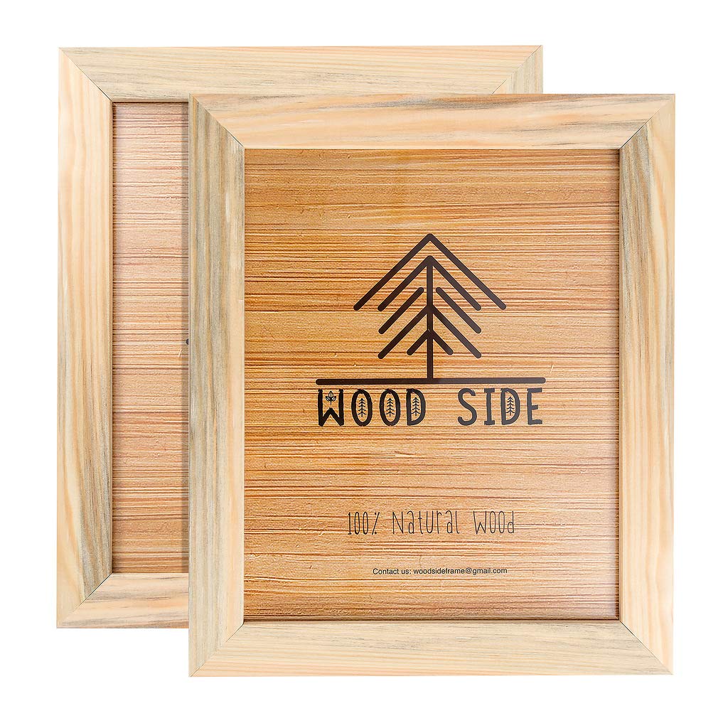 WOOD SIDE ORBIS 8.5 x 11 Wooden Unfinished Picture Frames - Set of 2 for Diploma Documents and Certificates Wall Mount and Tabletop - Natural Photo Frame