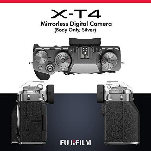 Fujifilm X-T4 Mirrorless Digital Camera (Silver) with 64GB Memory Card, Essential Accessories, and Professional Photo and Video Editing Software Bundle