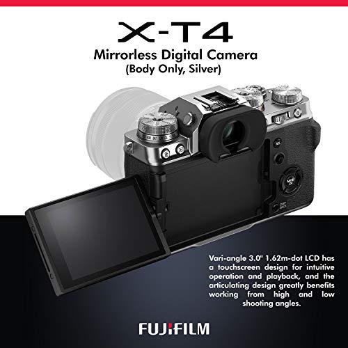 Fujifilm X-T4 Mirrorless Digital Camera (Silver) with 64GB Memory Card, Essential Accessories, and Professional Photo and Video Editing Software Bundle