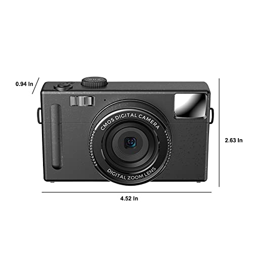 HUAWA Digital Camera- 1080P HD Mini Vlogging Video Camera Rechargeable Point & Shoot Camera LCD Screen 16X Digital Zoom 24MP Video Camera for Beginners Gift for Teens, Black
