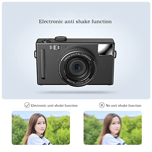 HUAWA Digital Camera- 1080P HD Mini Vlogging Video Camera Rechargeable Point & Shoot Camera LCD Screen 16X Digital Zoom 24MP Video Camera for Beginners Gift for Teens, Black