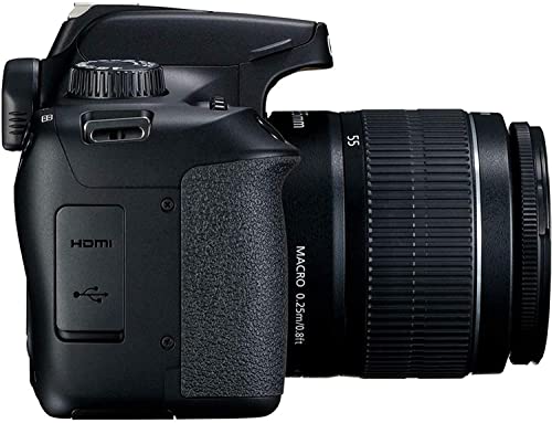 Canon EOS 4000D / Rebel T100 DSLR Camera w/EF-S 18-55mm f/3.5-5.6 Lens Kit Bundled with 32GB Memory, Carrying Case, 12" Gripster Flex Tripod + More (Renewed)