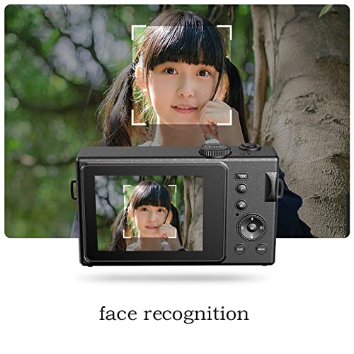 HUAWA Digital Camera- 1080P HD Mini Vlogging Video Camera Rechargeable Point & Shoot Camera LCD Screen 16X Digital Zoom 24MP Video Camera for Beginners Gift for Teens, Black