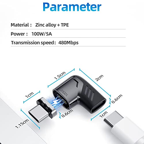 BoxWave Adapter Compatible with ASUS ROG Strix Scar 17 (G733) - MagnetoSnap PD Angle Adapter, Magnetic PD Angle Charging Adapter Device Saver for ASUS ROG Strix Scar 17 (G733) - Metallic Silver