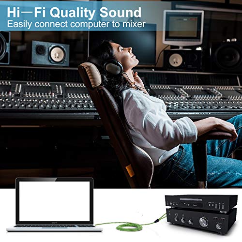 PPTVC 3.5mm 1/8" TRS Male to 2X 6.35mm 1/4" TS 10ft,Male Mono Stereo Y-Cable Splitter Compatible for Home Stereo Systems, Laptop,Amplifier, Mixer Audio Recorder,MP3, etc