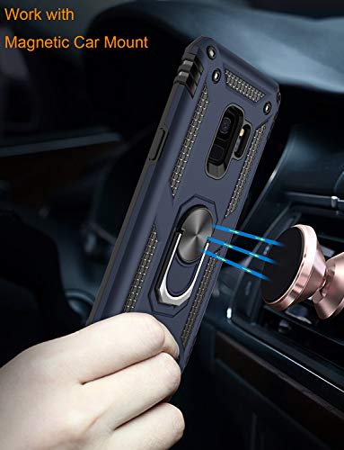 LUMARKE Galaxy S9 Case,Military Grade 16ft. Drop Tested Dual Layered Heavy Duty Cover with Magnetic Ring Kickstand Compatible with Car Mount Holder,Protective Phone Case for Samsung Galaxy S9 Blue
