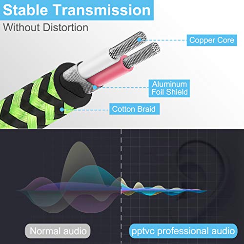 PPTVC 3.5mm 1/8" TRS Male to 2X 6.35mm 1/4" TS 10ft,Male Mono Stereo Y-Cable Splitter Compatible for Home Stereo Systems, Laptop,Amplifier, Mixer Audio Recorder,MP3, etc