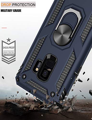 LUMARKE Galaxy S9 Case,Military Grade 16ft. Drop Tested Dual Layered Heavy Duty Cover with Magnetic Ring Kickstand Compatible with Car Mount Holder,Protective Phone Case for Samsung Galaxy S9 Blue