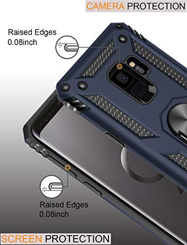 LUMARKE Galaxy S9 Case,Military Grade 16ft. Drop Tested Dual Layered Heavy Duty Cover with Magnetic Ring Kickstand Compatible with Car Mount Holder,Protective Phone Case for Samsung Galaxy S9 Blue