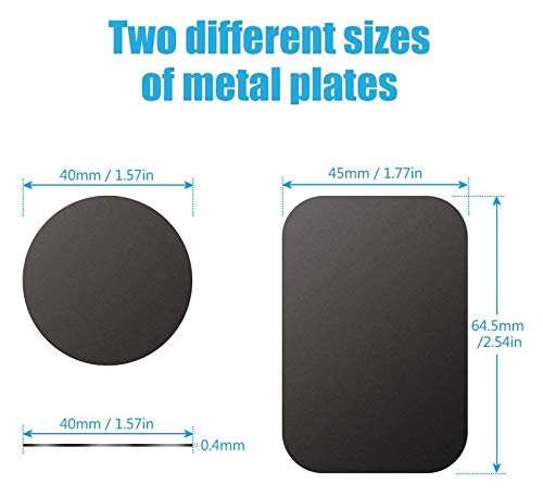 WixGear Metal Plates (8 Pack) with Adhesive for Magnetic Cradle-Less Mount - 4 Rectangle and 4 Round (Compatible with Magnetic Mounts) (Black)