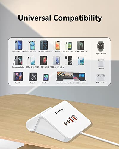 Solopen USB C Charging Station 45W USB C Charger Block with 2 USB C 20W PD Fast Charging Station for Multiple Devices for iPhone 13/12/11, Samsung Galaxy,iPad Pro, Pixel 4/3（White）