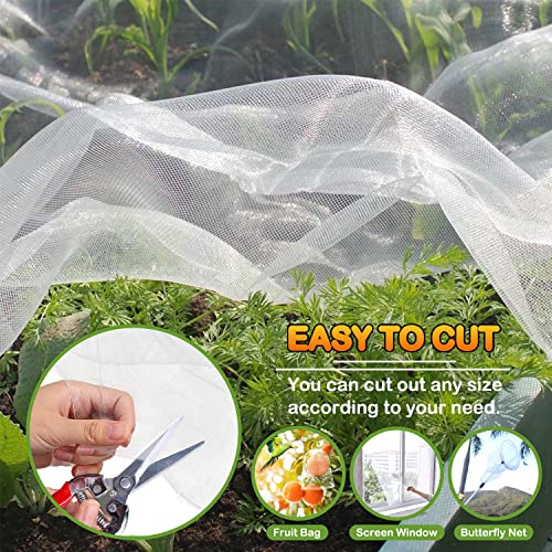 10x50FT Garden Netting,Fine Garden Mesh Netting Pest Barrier Bird Netting Mosquito Net Garden Bed Row Cover Nylon Net Fabric for Vegetables Plants Fruit Trees Flowers (10x50FT)