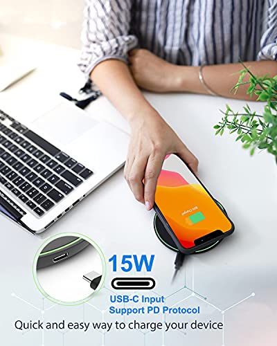 Wireless Charger for Samsung Galaxy S23/S23 Ultra/S22/S22 Ultra/S22+/S21/S21+/S20/S20+/S10/S10+/S9/S9+/S8/S7/S6/Note 20, Wireless Charging Pad Compatible with iPhone 14/13/12/11. (No AC Adapter)