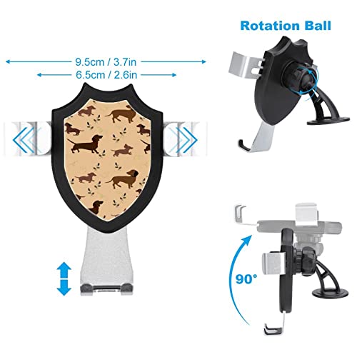 Hunting Dog Dachshund Leaves Flowers Car Phone Holder Long Arm Suction Cup Phone Stand Universal Car Mount for Smartphones