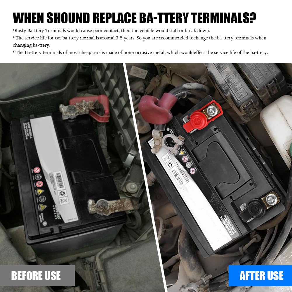Zufoty 2PCS Battery Terminal, Battery Connectors Terminal, Negative & Positive Battery Cable Terminals, Copper Battery Terminal Connectors, Quick Release Battery Terminals Clamps Suitable for Car