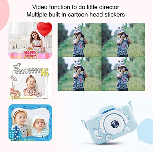 Kids Camera, TF Card Silicone 32GB Children Camera Quakeproof 2000W Pixels for Birthday Gift(Blue)