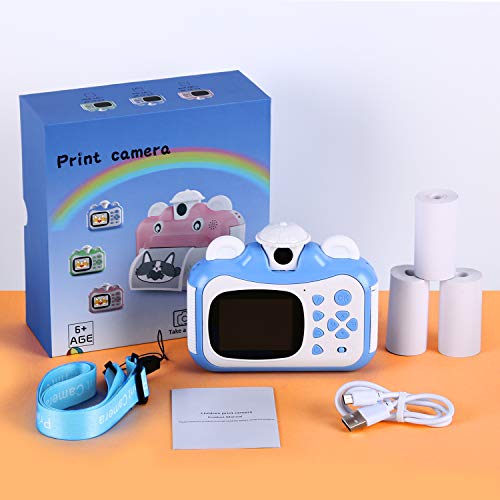 Barchrons Instant Print Digital Kids Camera 1080P Rechargeable Kids Camera Video Camera with 32G SD Card for 6-12 Years Old Birthday Gift