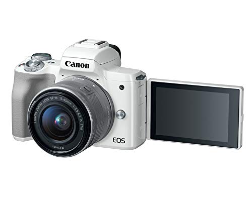 Canon EOS M50 Mirrorless Camera Kit w/EF-M15-45mm Lens and 4K Video (White) (Renewed)