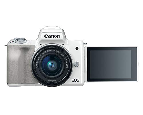 Canon EOS M50 Mirrorless Camera Kit w/EF-M15-45mm Lens and 4K Video (White) (Renewed)