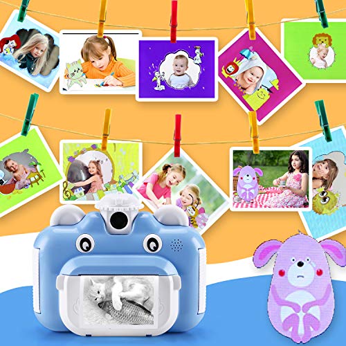 Barchrons Instant Print Digital Kids Camera 1080P Rechargeable Kids Camera Video Camera with 32G SD Card for 6-12 Years Old Birthday Gift