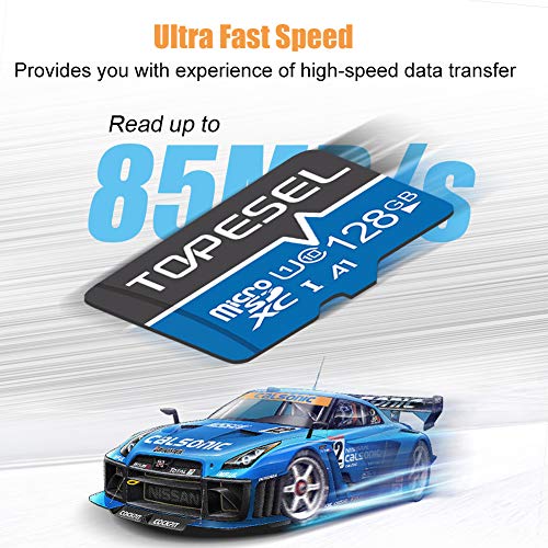 TOPESEL 128GB Micro SD Card SDXC Memory Cards UHS-I TF Card Class 10 for Camera/Phone/Galaxy/Drone/Dash Cam/GOPRO/Tablet/PC/Computer(1 Pack U1 128GB)